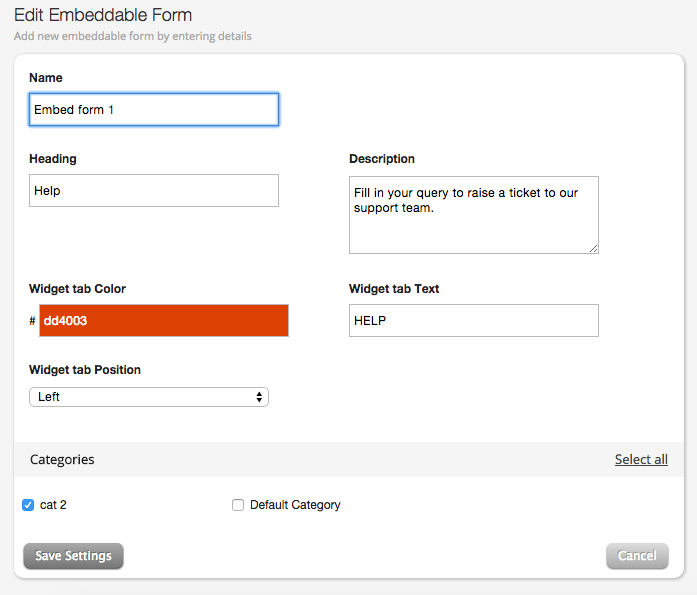 Embed a contact form widget to your webpage - HappyFox Support