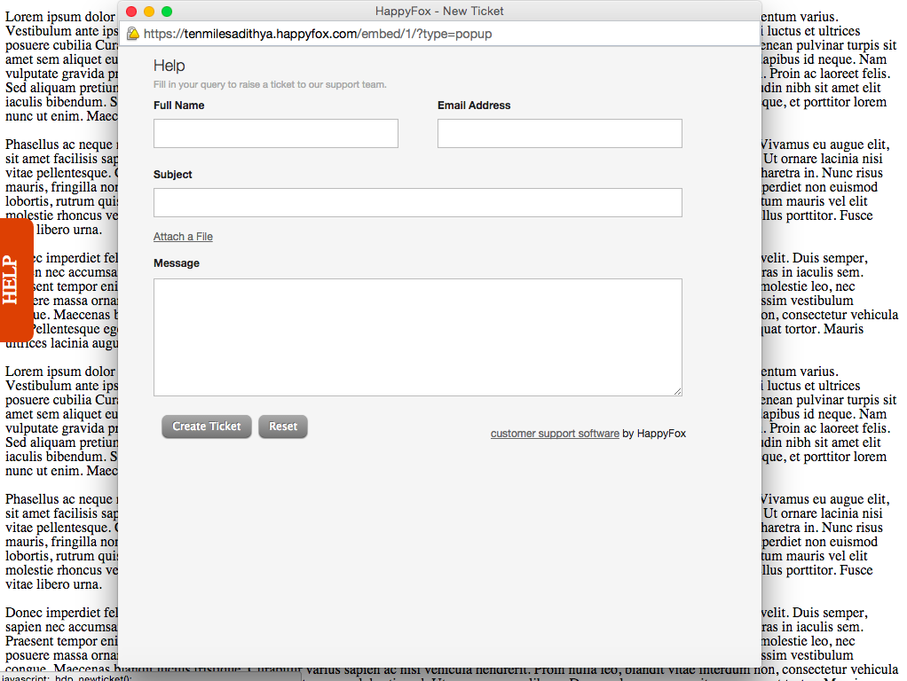 Embed a contact form widget to your webpage - HappyFox Support